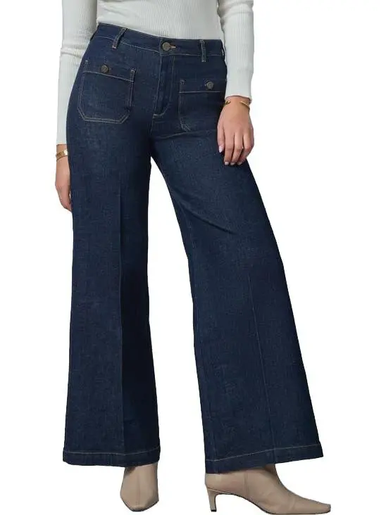 LOLA JEANS Milan High Rise Wide Leg Jeans - Dark Rinse Wash