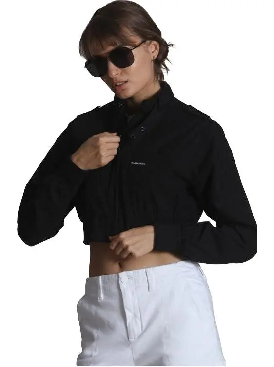MEMBERS ONLY Cropped Racer Jacket - Black