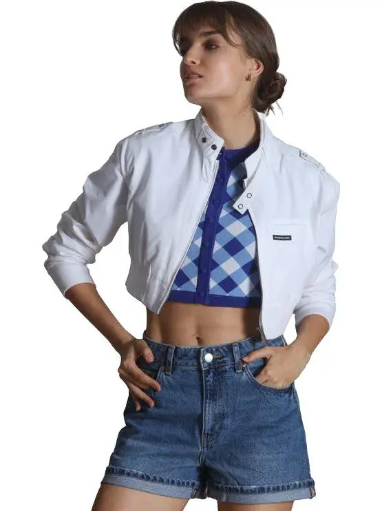 MEMBERS ONLY Cropped Racer Jacket - White