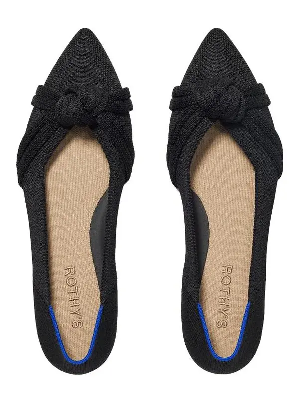 Rothy's The Knot Point Ii Knit Flats With Knotted Embellishment - Black