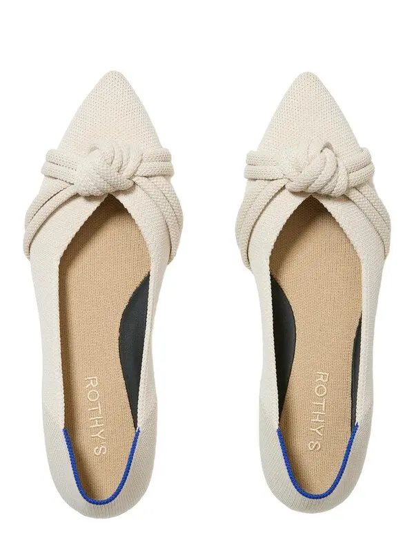 Rothy's The Knot Point Ii Knit Flats With Knotted Embellishment - Conch