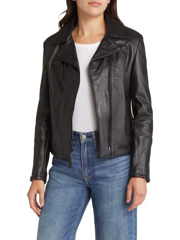 SCHOTT Clean Perfecto Asymmetric Leather Moto Jacket - Black