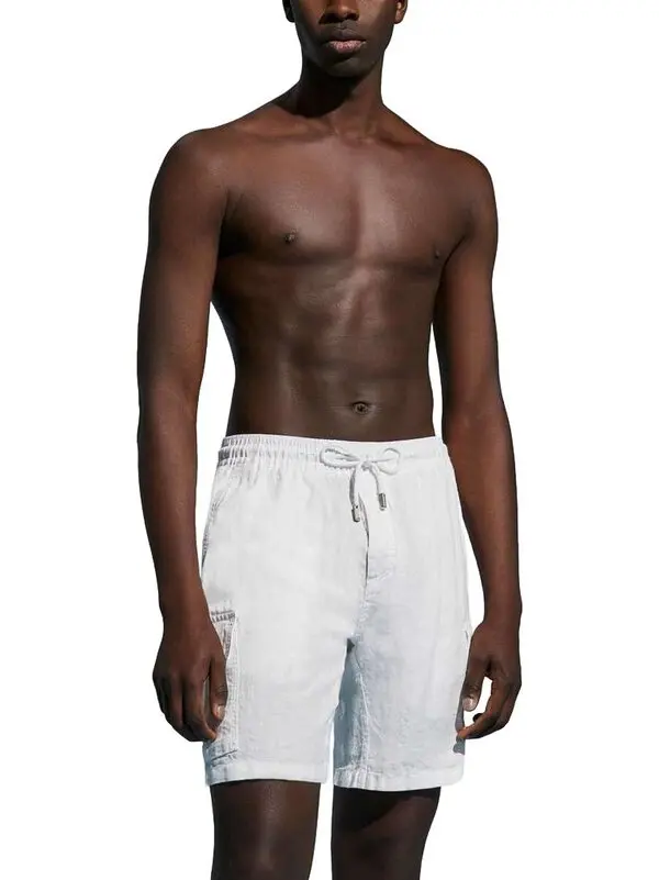 Vilebrequin Linen Bermuda Cargo Shorts - Blanc
