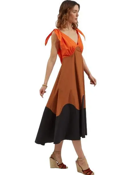 La DoubleJ High Tide A-line Dress - Color Block Corallo Coral