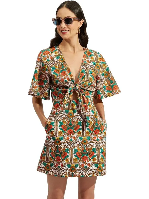 La DoubleJ Peek-a-boo Mini Dress - Corte White Rust