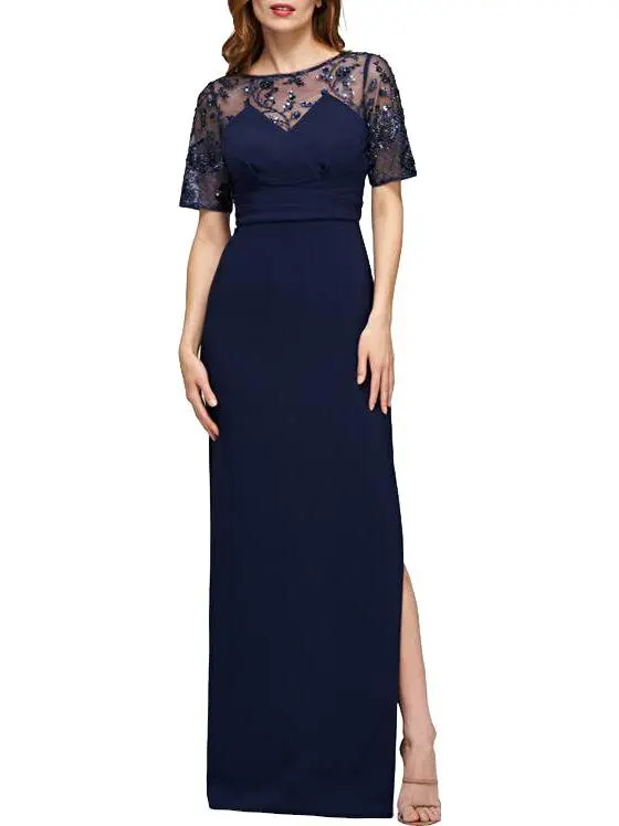 Js Collections Vanessa Embellished Gown - Navy