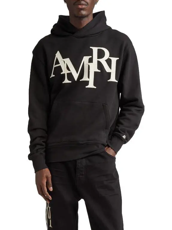 Amiri Oversized Logo Pullover Hoodie - Black