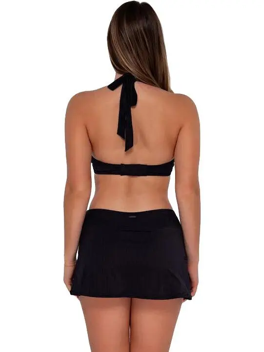 SUNSETS Sporty Swim Skirt Bottom - Black Seagrass Texture