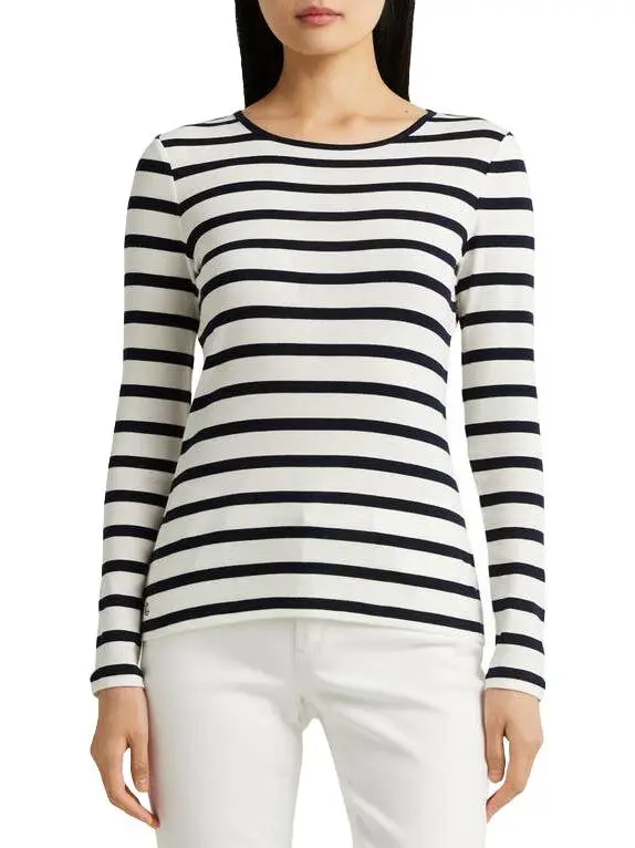 Ralph Lauren Stripe Cotton Long Sleeve T-shirt - White