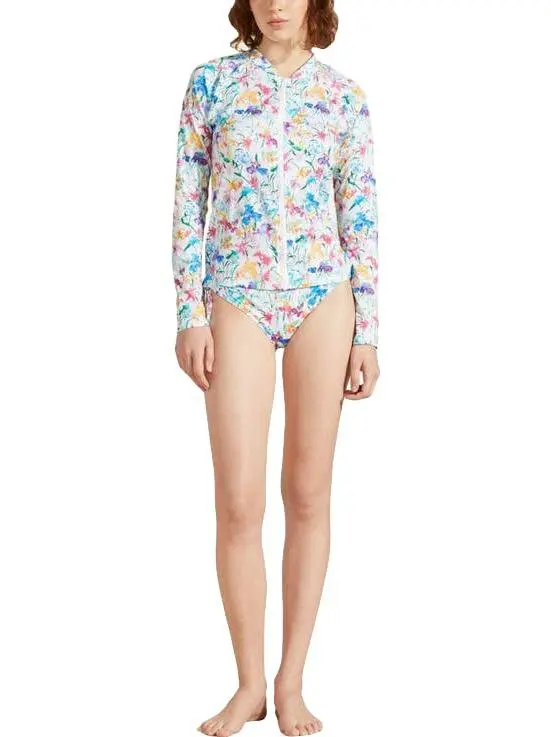 Vilebrequin Happy Flowers Zipped Rashguard - Blanc