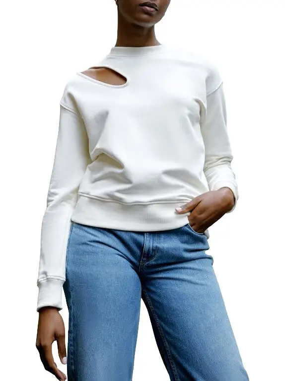 MARCELLA Bartlett Cutout Cotton Sweatshirt - Off White