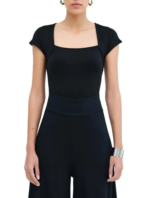 MARCELLA Kiana Square Neck Top - Black