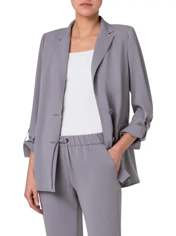 Akris Roll Tab Cuff Boyfriend Blazer - Tin
