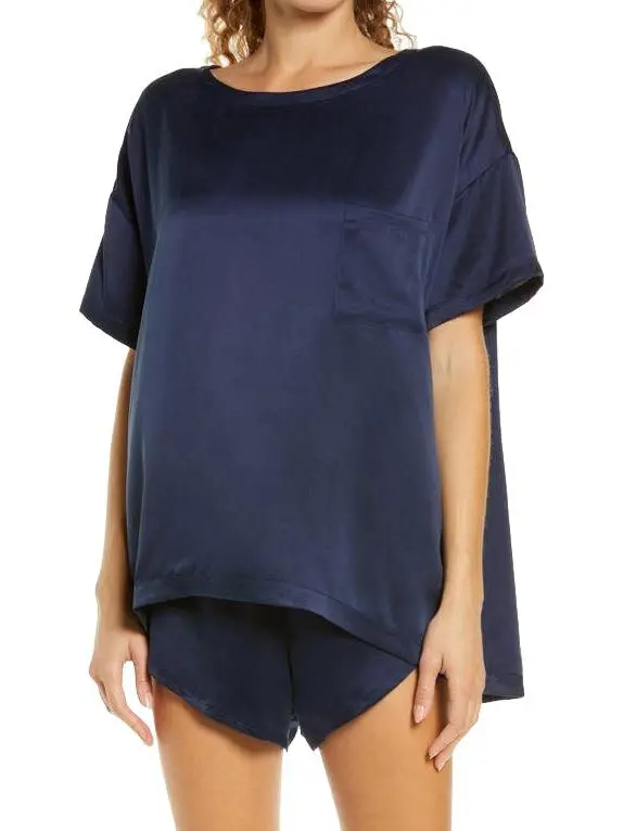Lunya Washable Silk Short Pajamas - Deep Blue