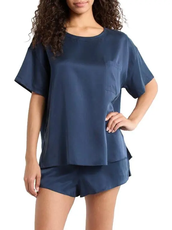 Lunya Washable Silk Short Pajamas - Deep Blue