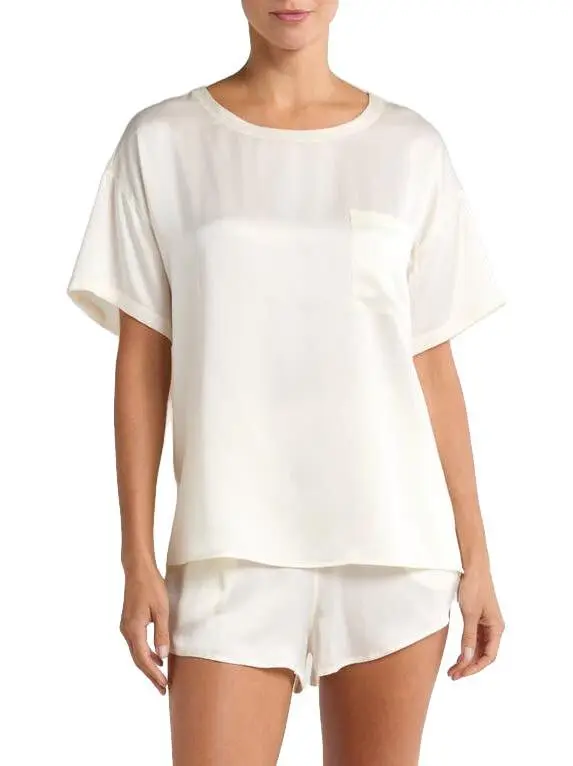 Lunya Washable Silk Short Pajamas - Tranquil White