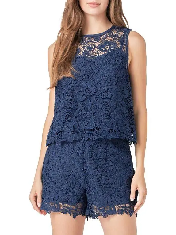 Endless Rose Deco Lace Top - Navy