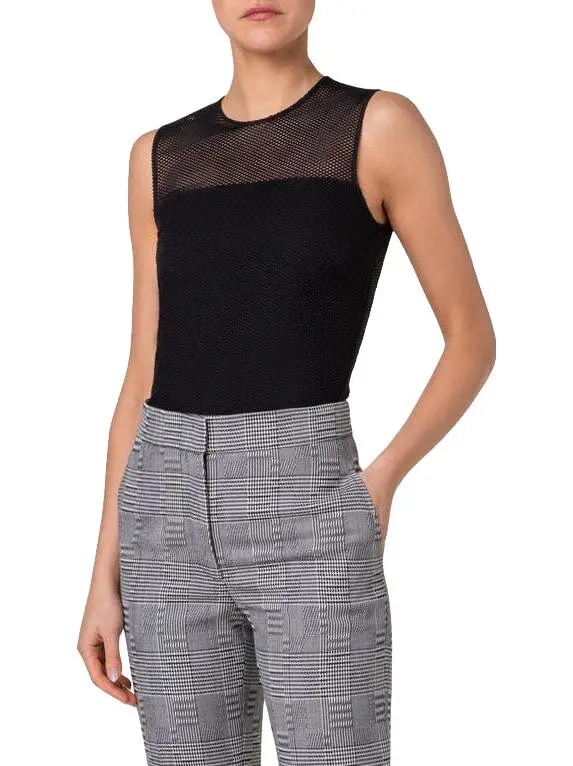 Akris Round Neck Mesh Top - Black