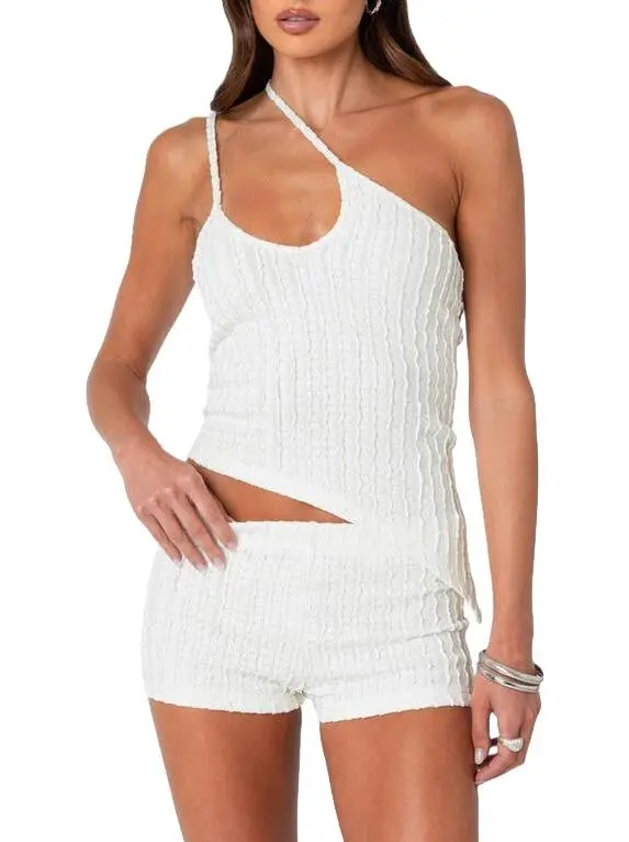 EDIKTED Phoebe Asymmetric Knit Camisole - White