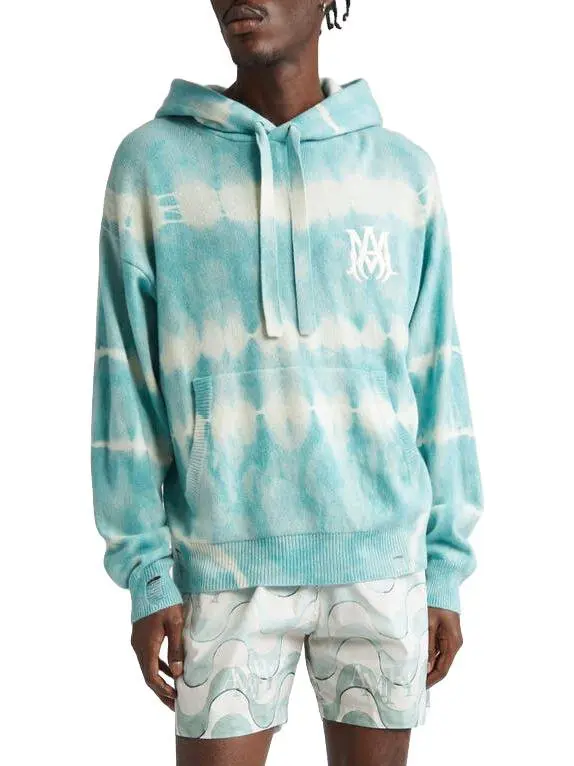 Amiri Tie-dye Cashmere And Wool Hoodie - Sea Blue
