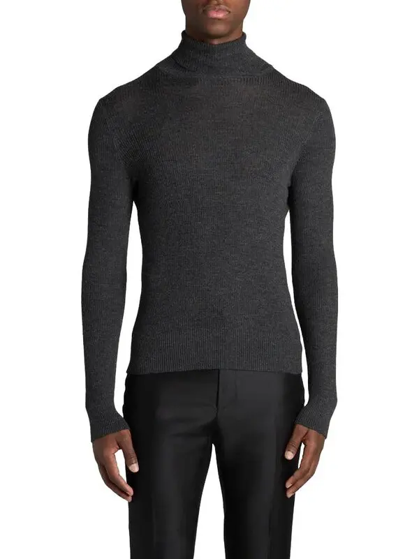 TOM FORD Fitted Wool Blend Sweater - Ig721 Charcoal Melange