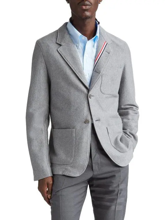 Thom Browne Double Face Knit Cotton Sack Jacket - Medium Grey