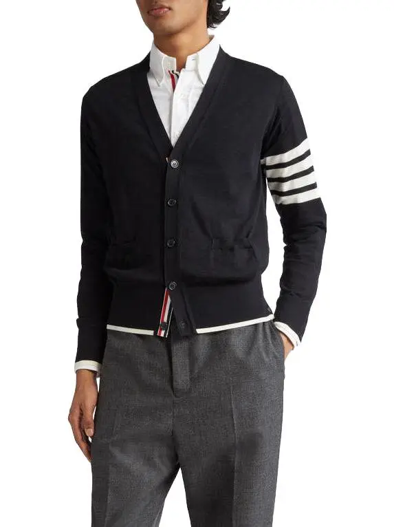 Thom Browne Virgin Wool Cardigan - Black
