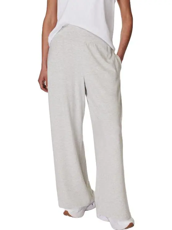 Sweaty Betty Stretch Modal Knit Wide Leg Pants - Light Grey Marl