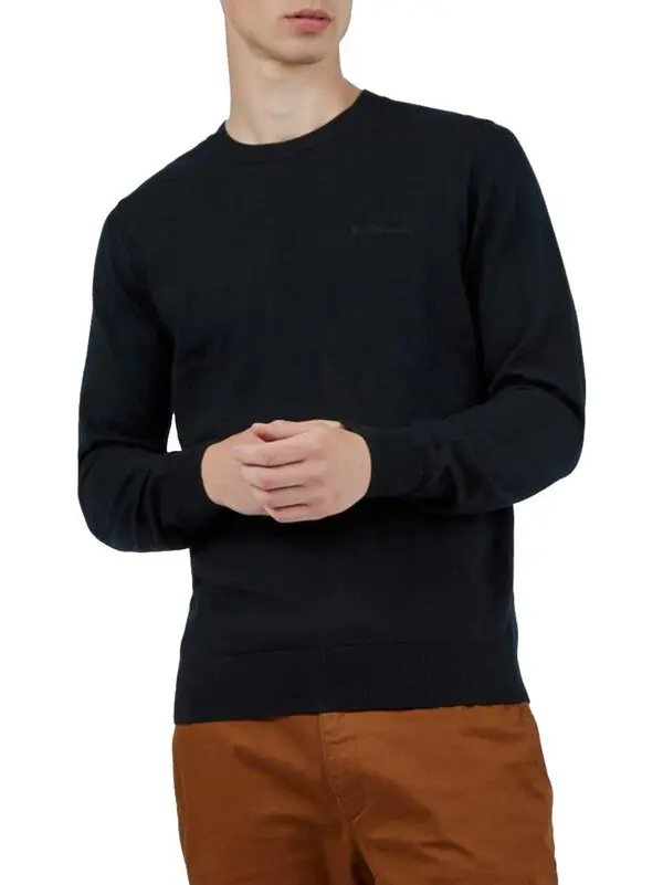 Ben Sherman Regular Fit Merino Wool Blend Sweater - Black
