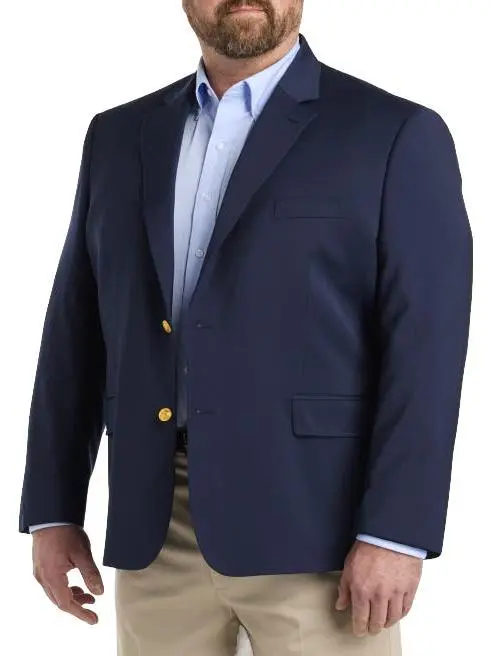 OAK HILL PREMIUM BY DXL Big & Tall Jacket Relaxer Blazer - Navy
