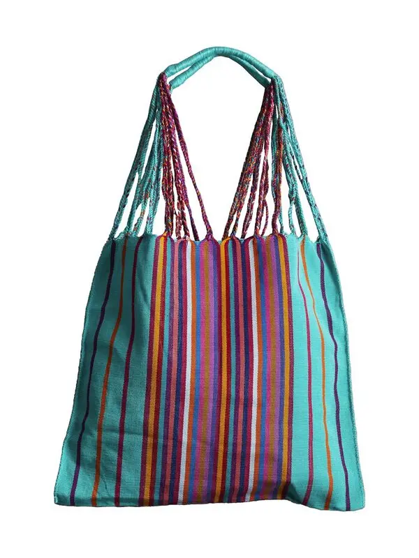 VERVE CULTURE Chiapas Woven Hammock Tote - Aqua