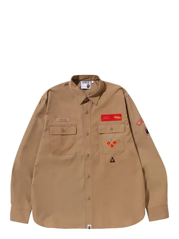A BATHING APE Boyscout Relaxed Fit Shirt 'beige - Tan