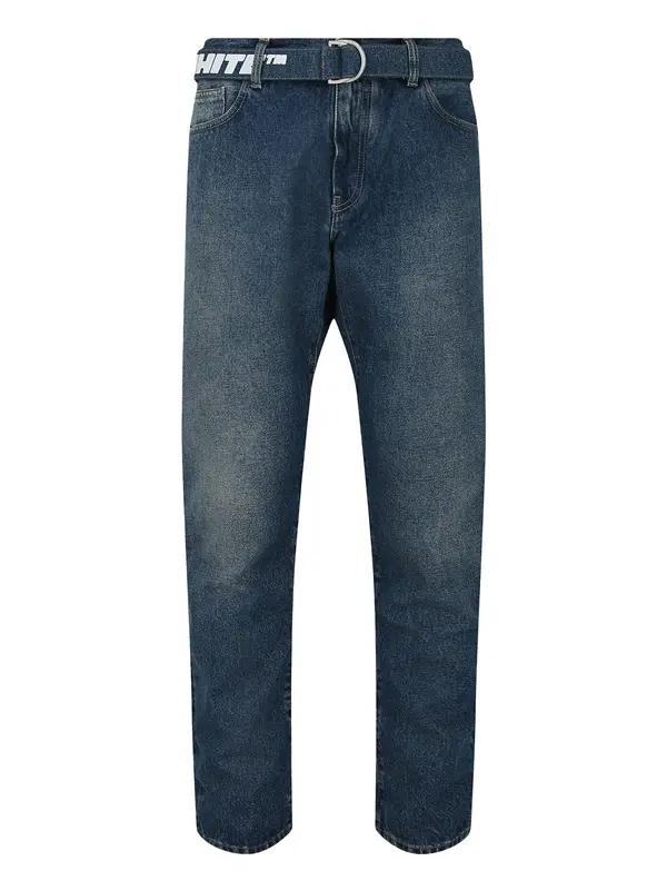 Off-White Tapered Belted Jeans - Blue