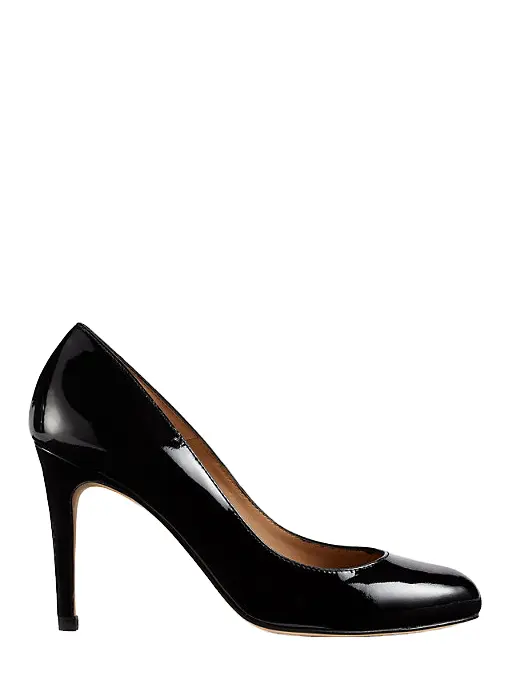 LK BENNETT Stila Round-toe Patent-leather Heeled Courts - Bla-black