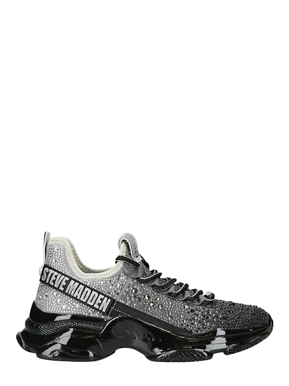 Steve Madden Rhinestone-embellished Chunky Sole Woven Trainers - Blk/white