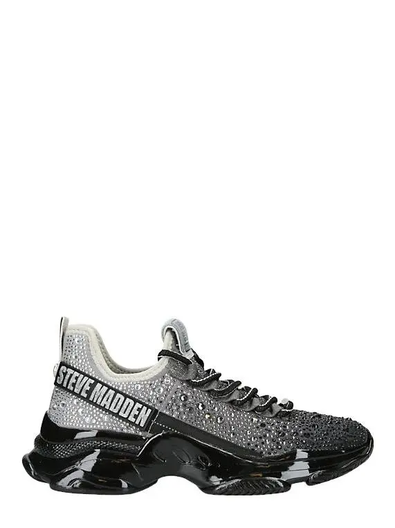 Steve Madden Rhinestone-embellished Chunky Sole Woven Trainers - Blk/white