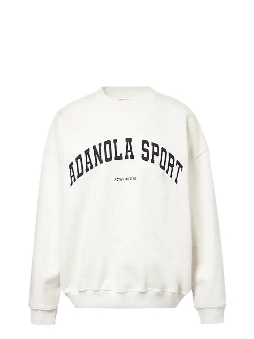 ADANOLA Brand-embroidered Cotton Sweatshirt - Light Grey Melange