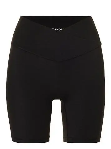 ADANOLA Wrap-over Crop Biker Shorts - Black