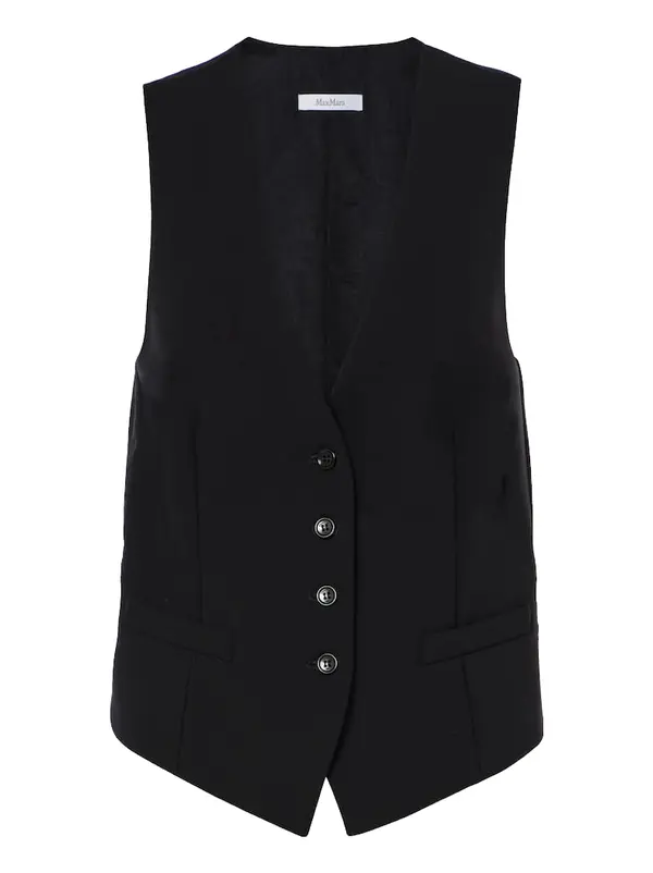 Max Mara Buttoned Jersey Vest - Black