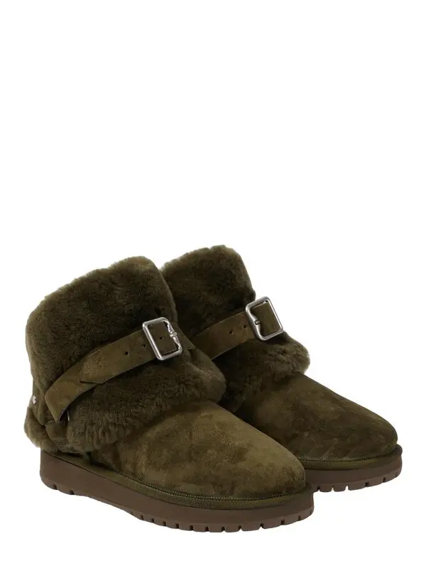 Burberry Shearling-trimmed Suede Ankle Boots - Grey
