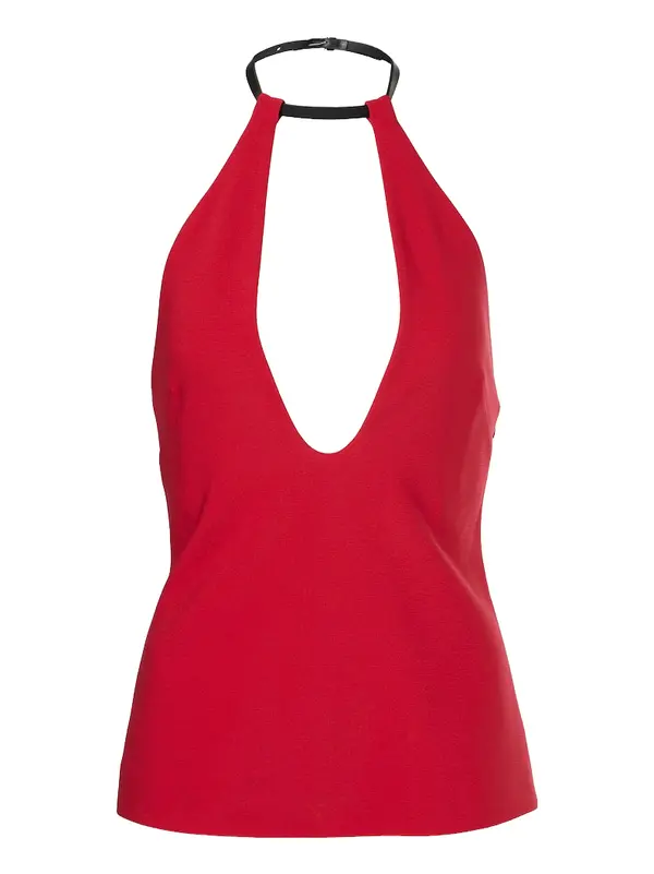 Attico Halterneck Crêpe Top - Red
