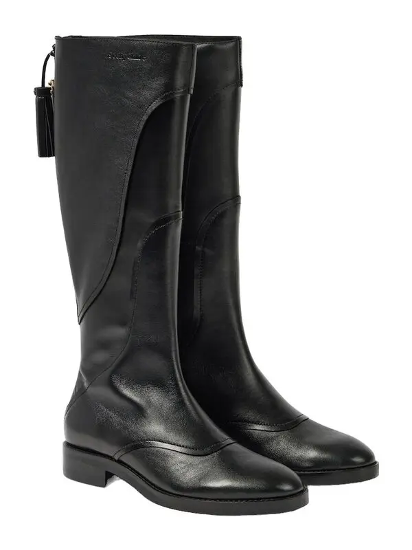 See By Chloé Knee-high Leather Boots With Tassel Detail - Black