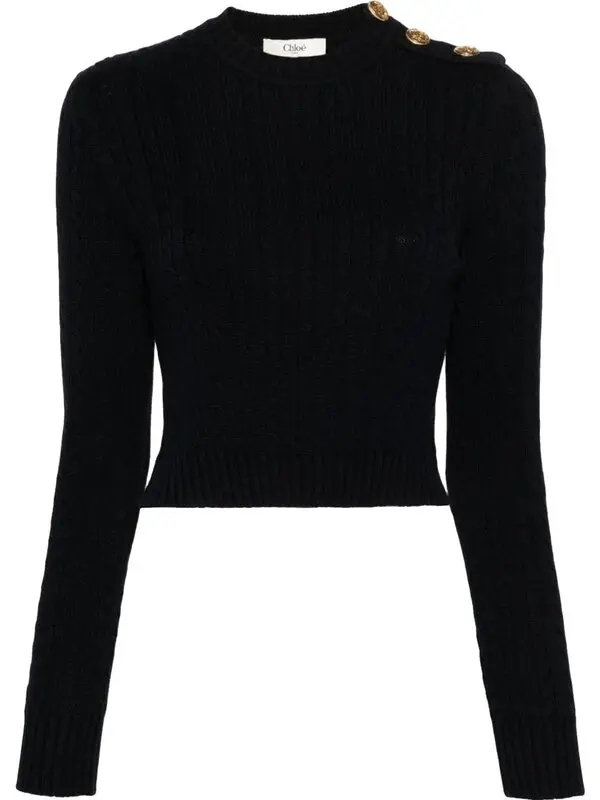 Chloé Cable-knit Cropped Jumper - Blue