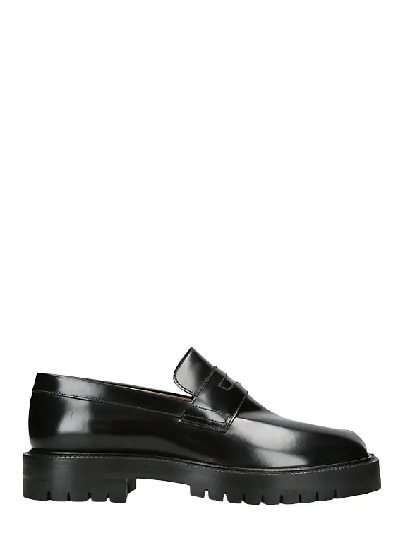 MAISON MARGIELA Tabi Panelled Brushed-leather Loafers - Black
