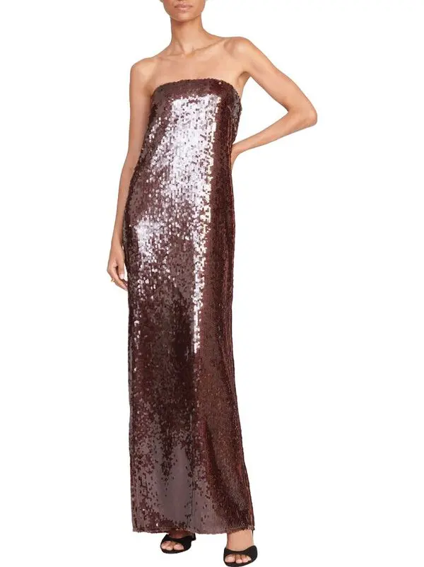 Staud Casey Sequin Strapless Dress - Bronze