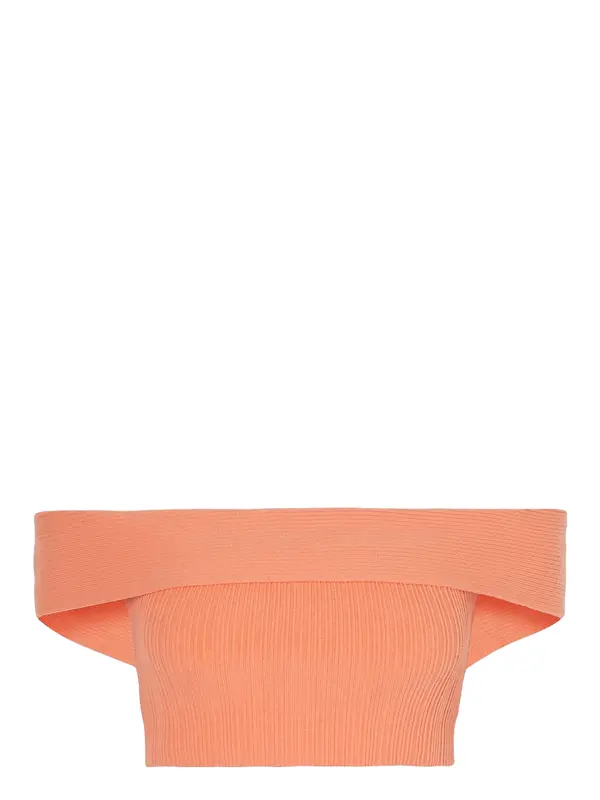 Anna Quan Tessa Ribbed Off-the-shoulder Top - Peach