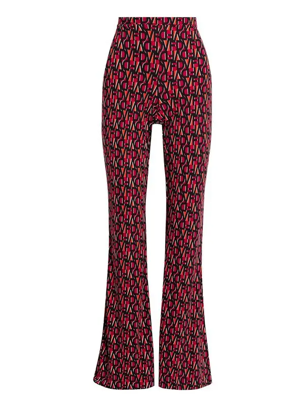 Diane Von Furstenberg Printed Stretch-jersey Flared Pants - Fuchsia