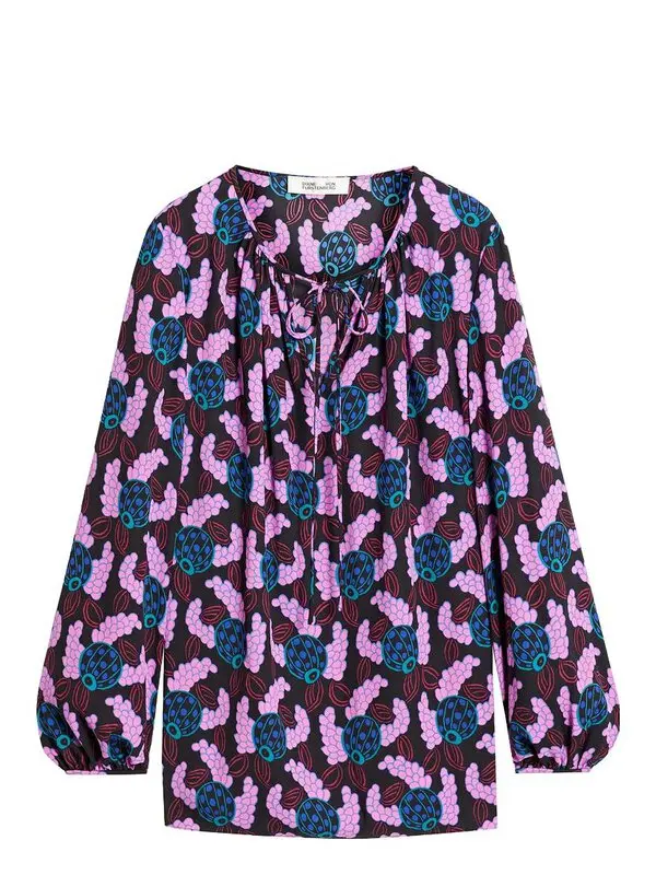 Diane Von Furstenberg Printed Crepe Freddie Blouse - Multicolor