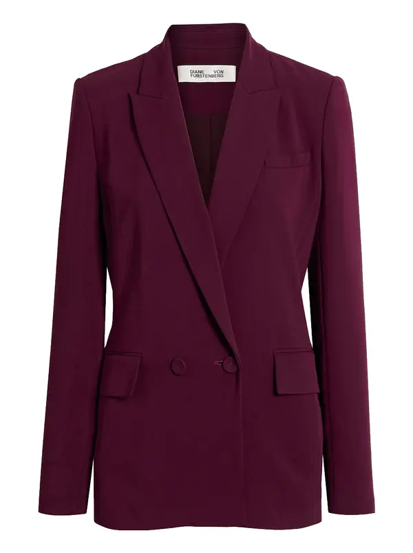 Diane Von Furstenberg Salzburg Double-breasted Crepe Blazer - Burgundy