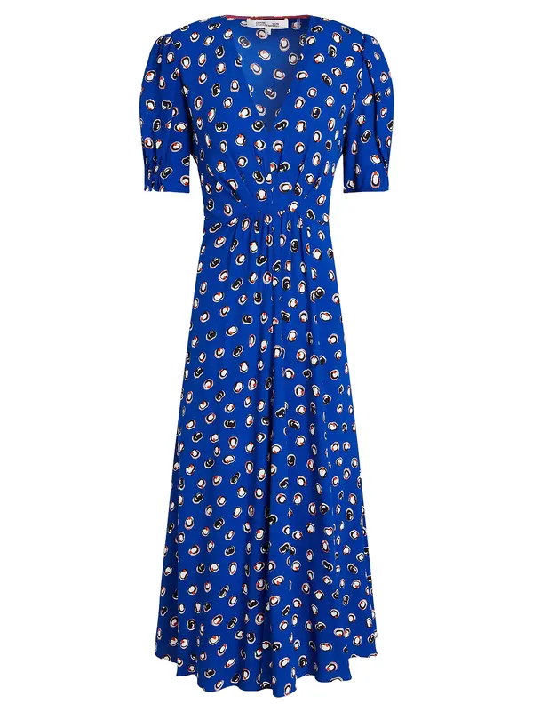Diane Von Furstenberg Sammie Printed Crepe Midi Dress - Royal Blue